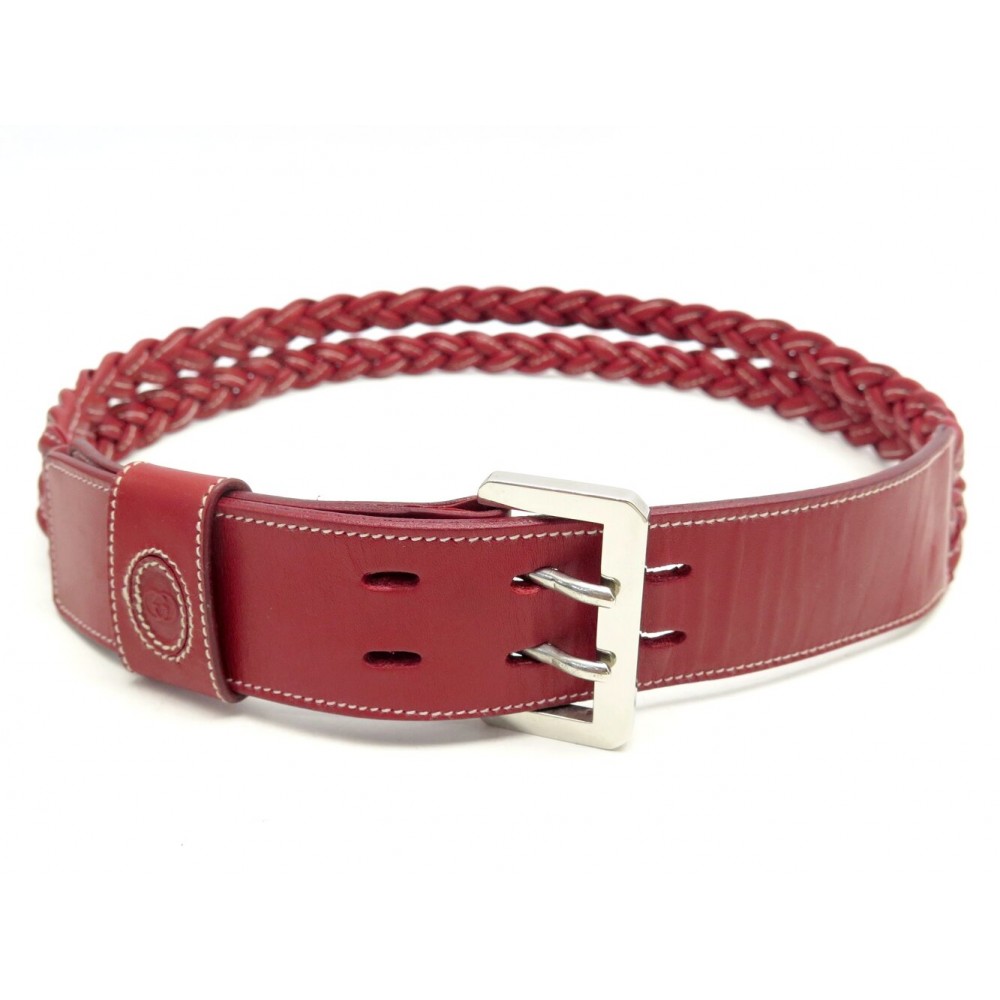 ceinture gucci en cuir rouge tresse t75 boucle
